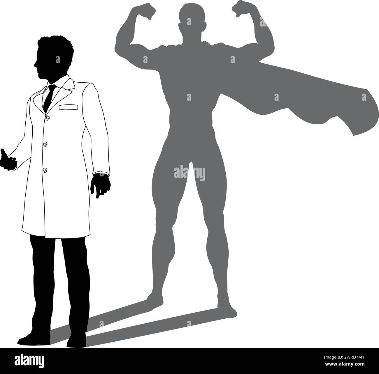 Superhero Scientist Super Hero Shadow Silhouette Stock Vector Image ...