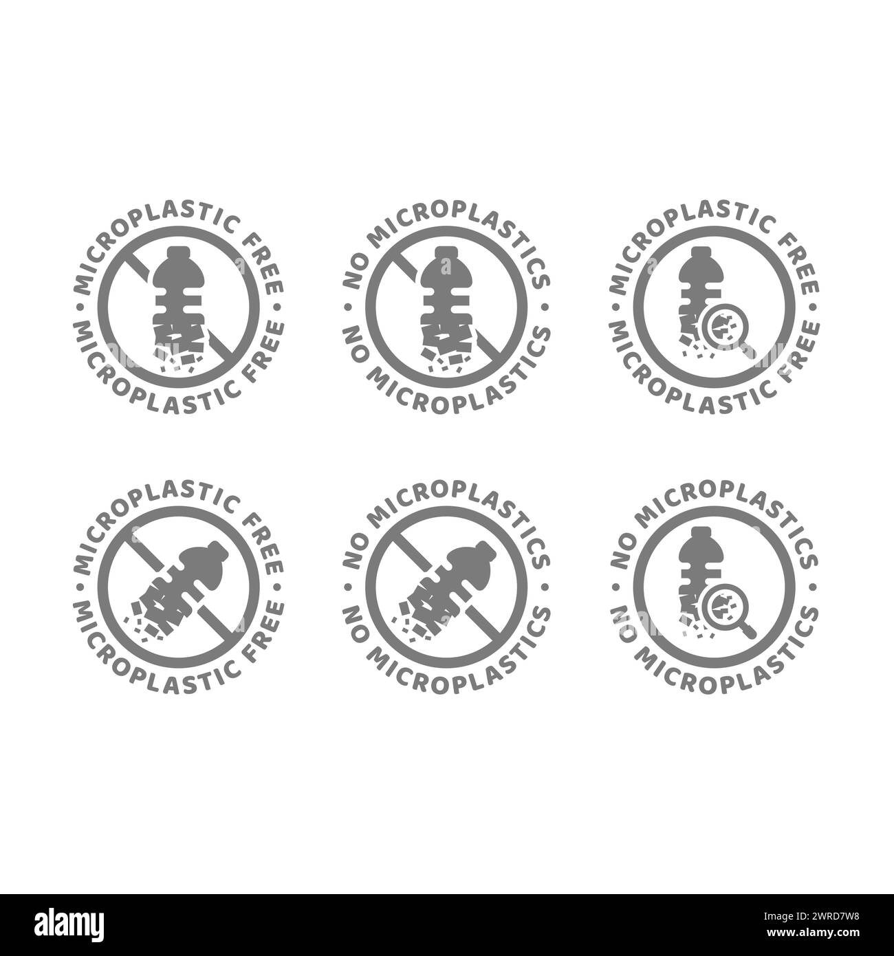 No microplastics vector label set. Microplastic and pollution icon ...