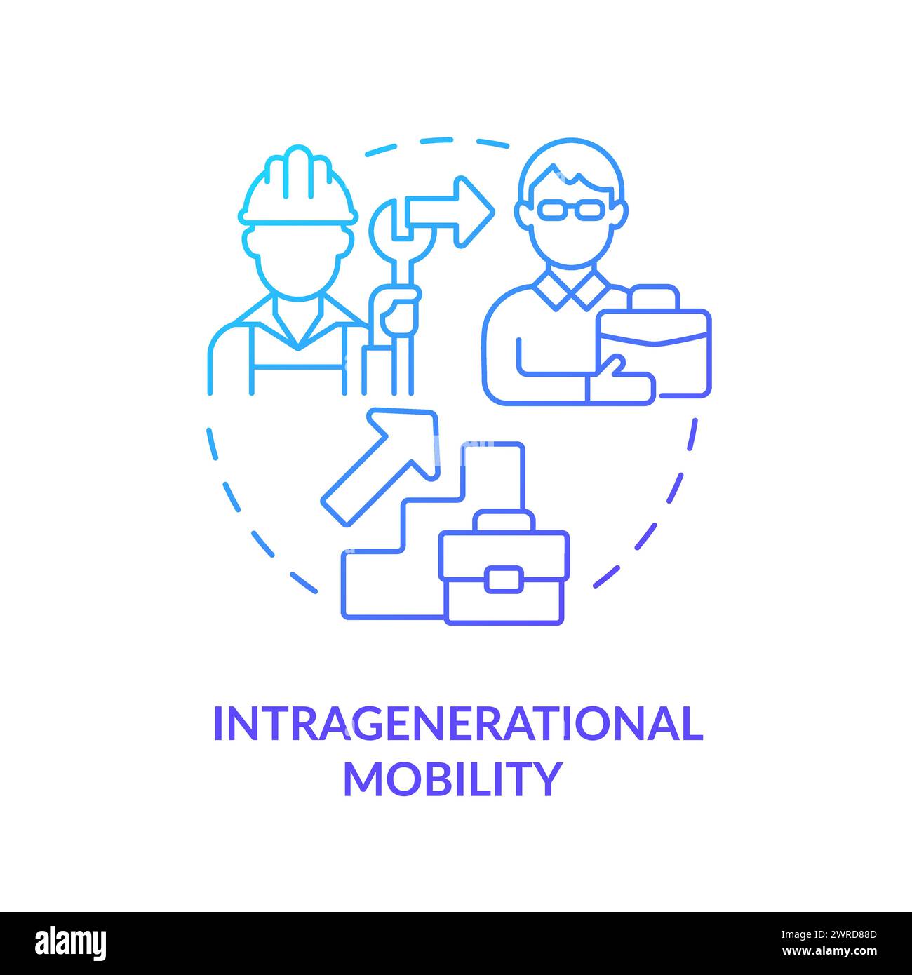 Intragenerational mobility blue gradient concept icon Stock Vector ...