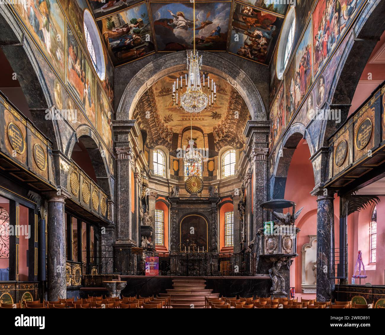 A detailed painted cathedral interior in Idstein, Germany, with ...