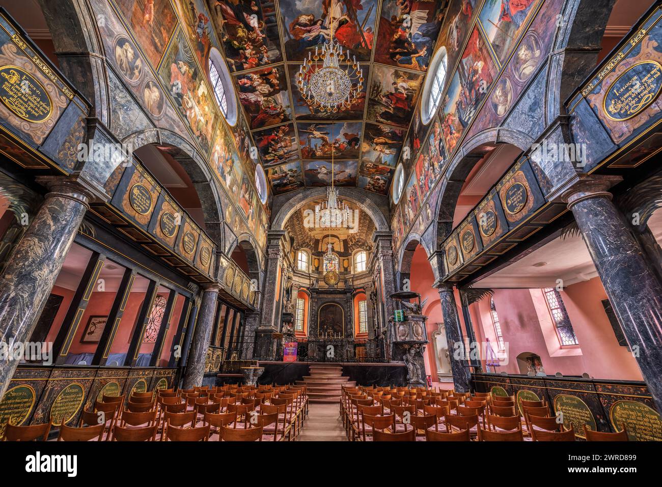 A detailed painted cathedral interior in Idstein, Germany, with ...