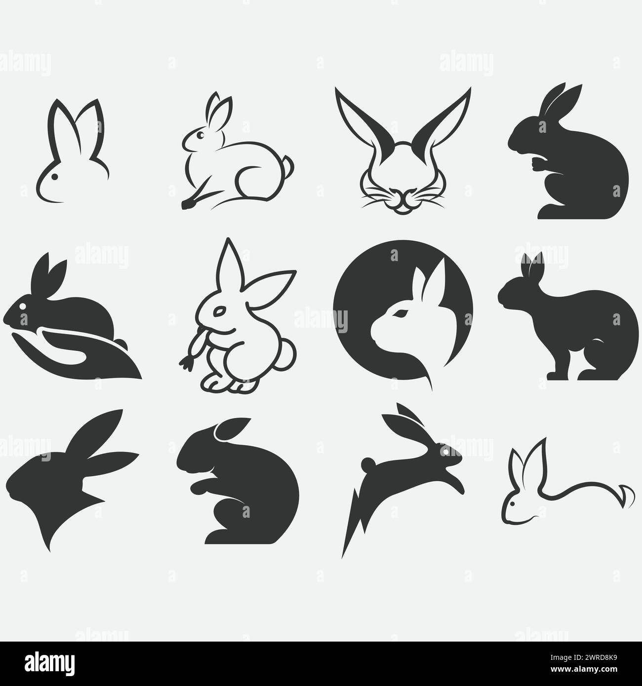vector image illustration of a collection of rabbit logos Stock Vector ...