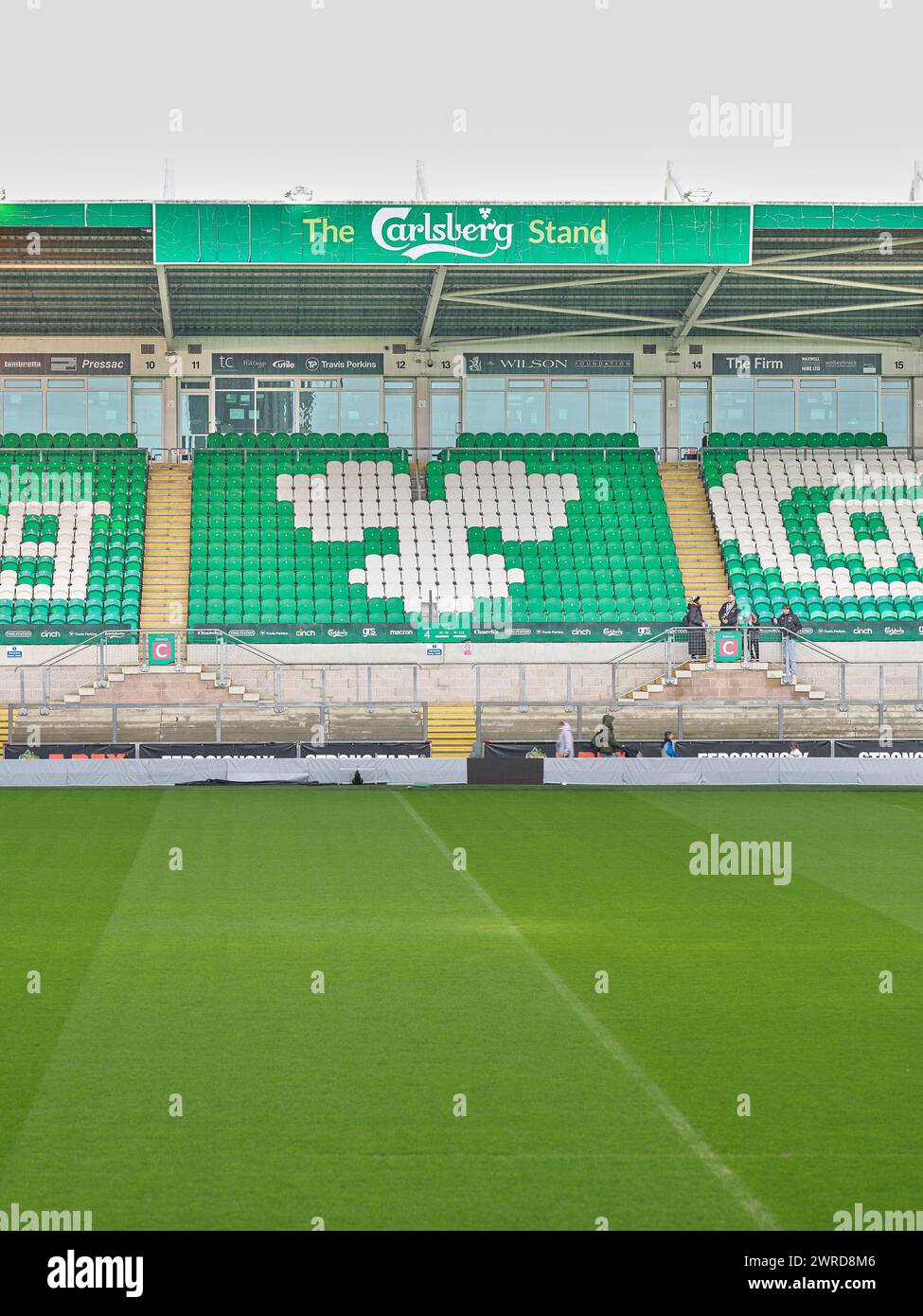 The Carlsberg stand Northampton Saints rugby club, England Stock Photo ...