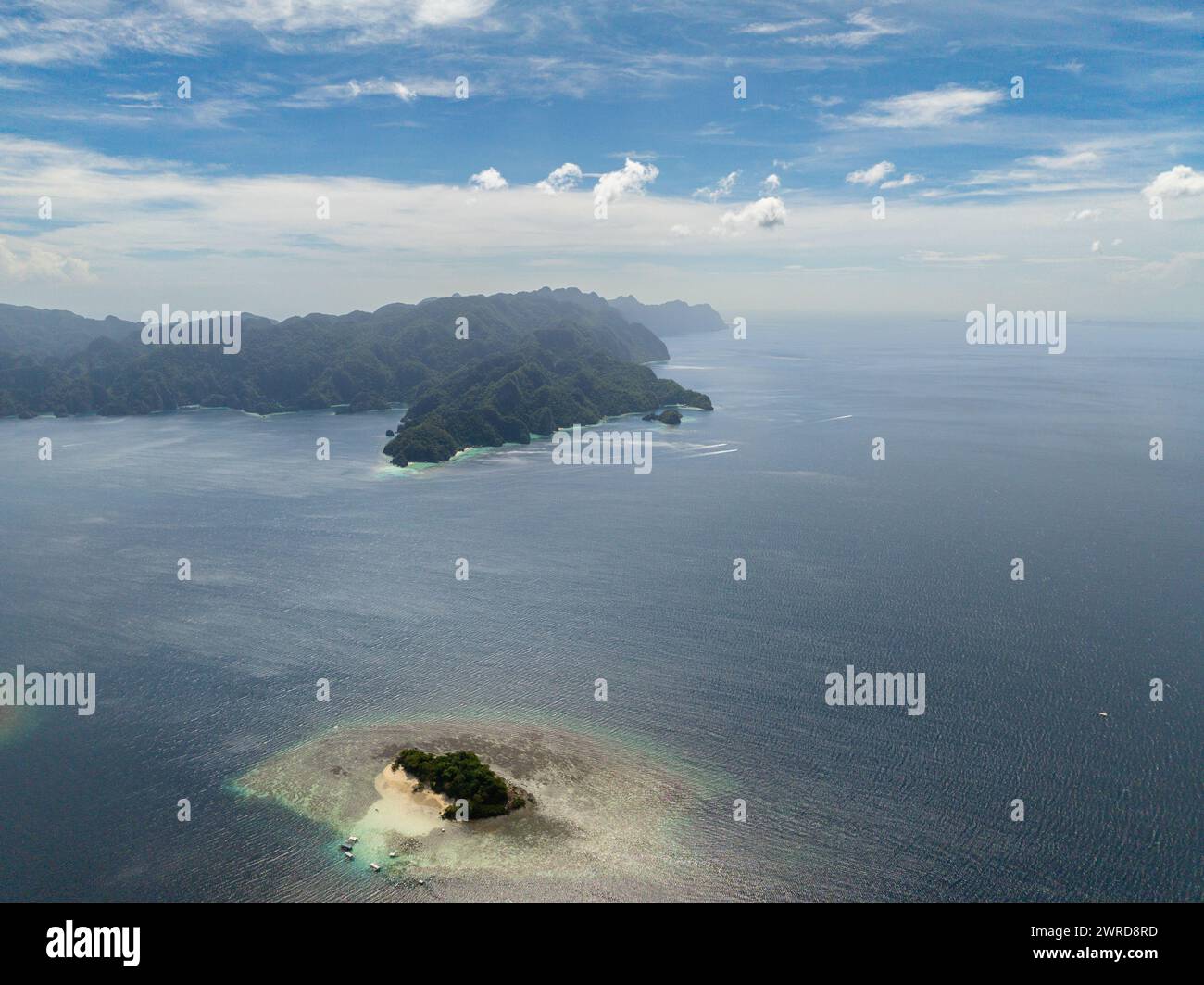 Blue sea around Island with lagoons in Coron, Palawan. Philippines ...