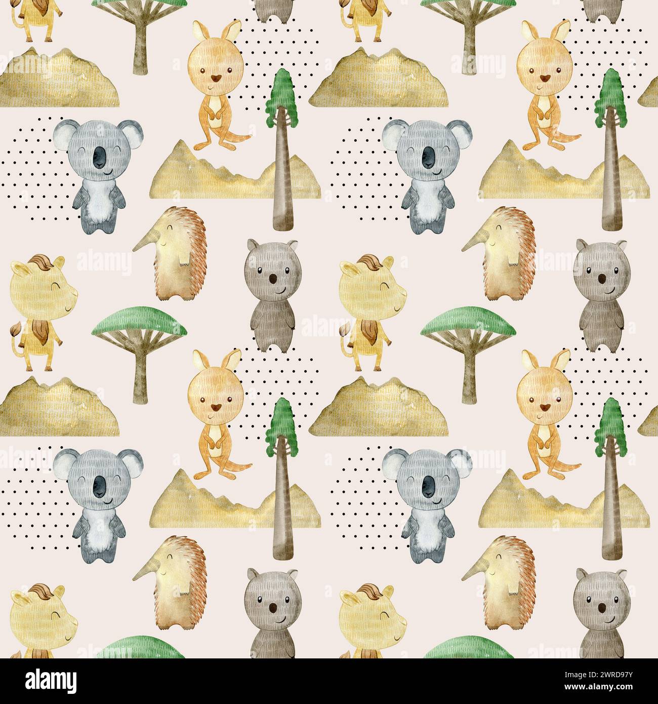 Watercolor australian animals Stock Photo - Alamy