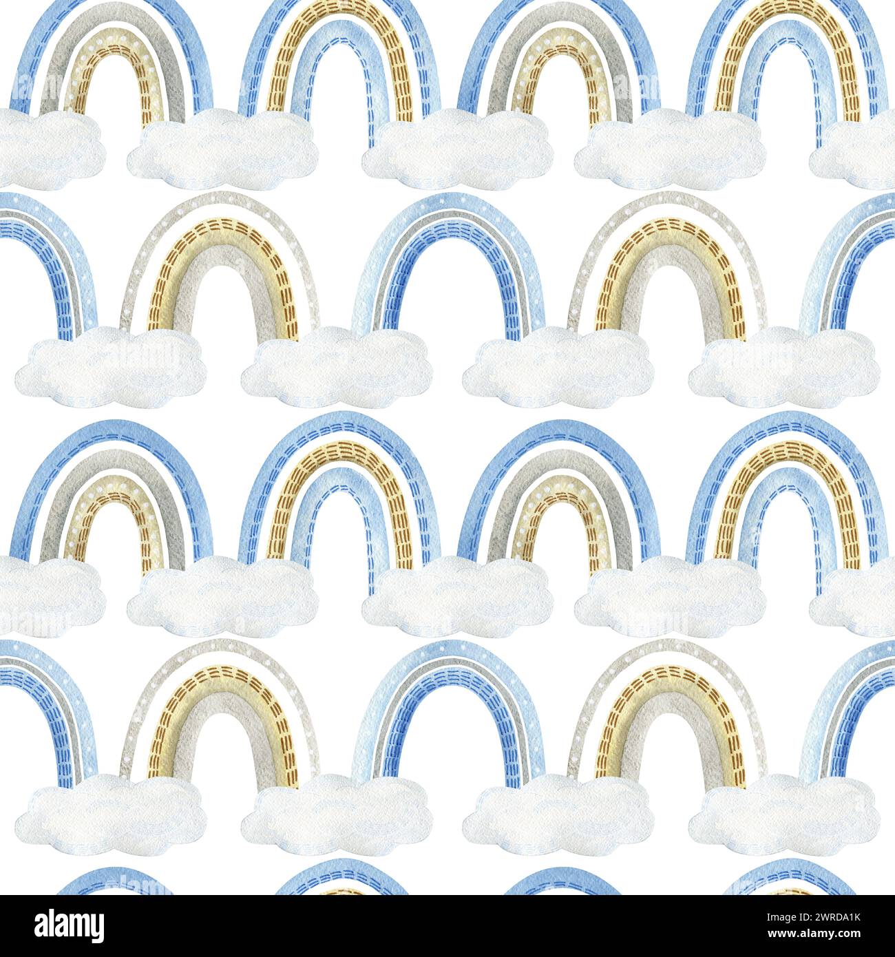Seamless pattern with blue rainbows Stock Photo - Alamy
