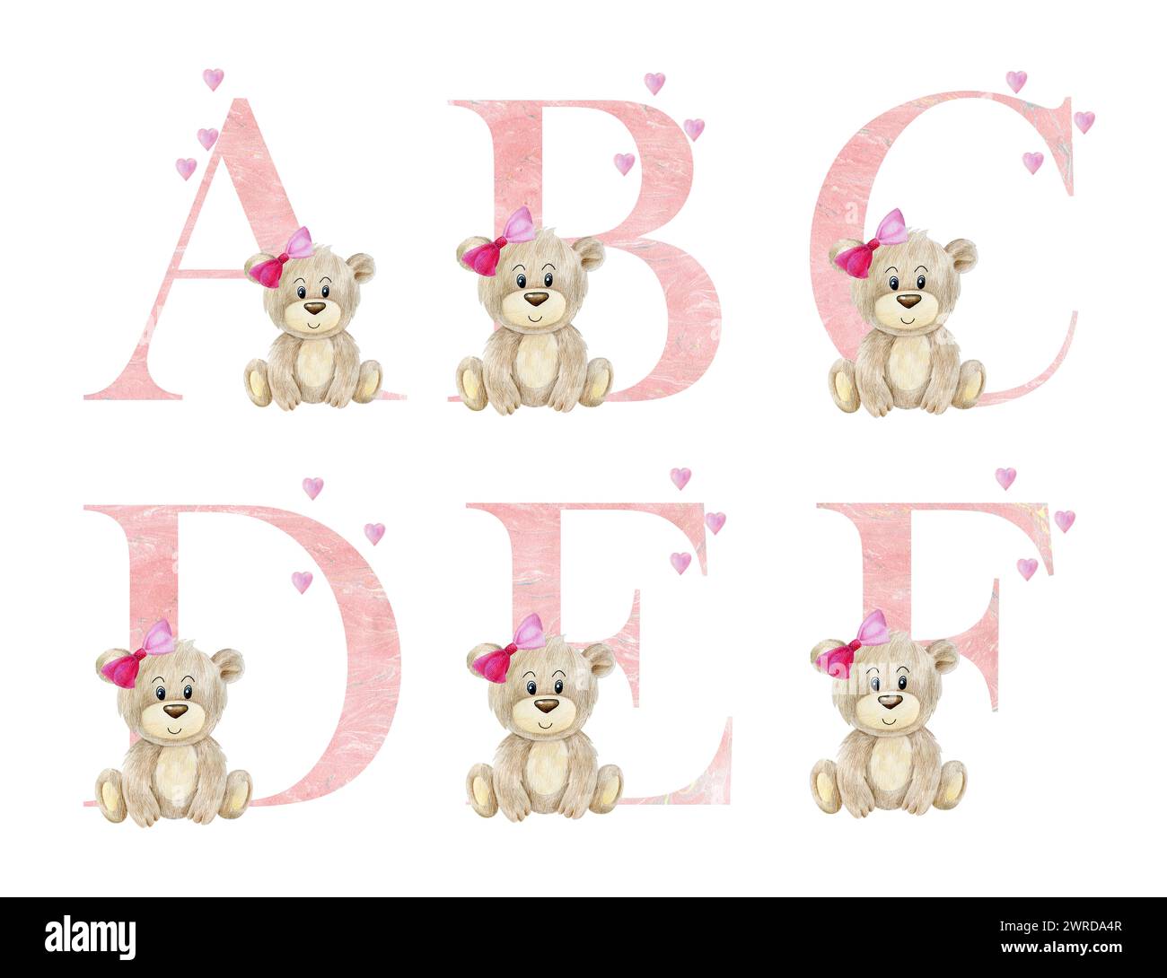 Watercolor baby letters Stock Photo - Alamy