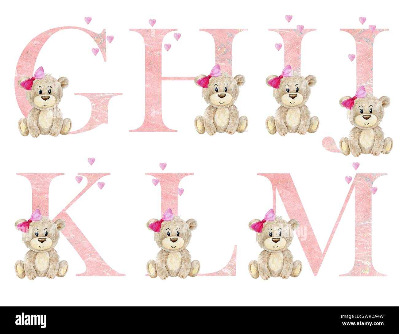 Watercolor baby letters Stock Photo - Alamy