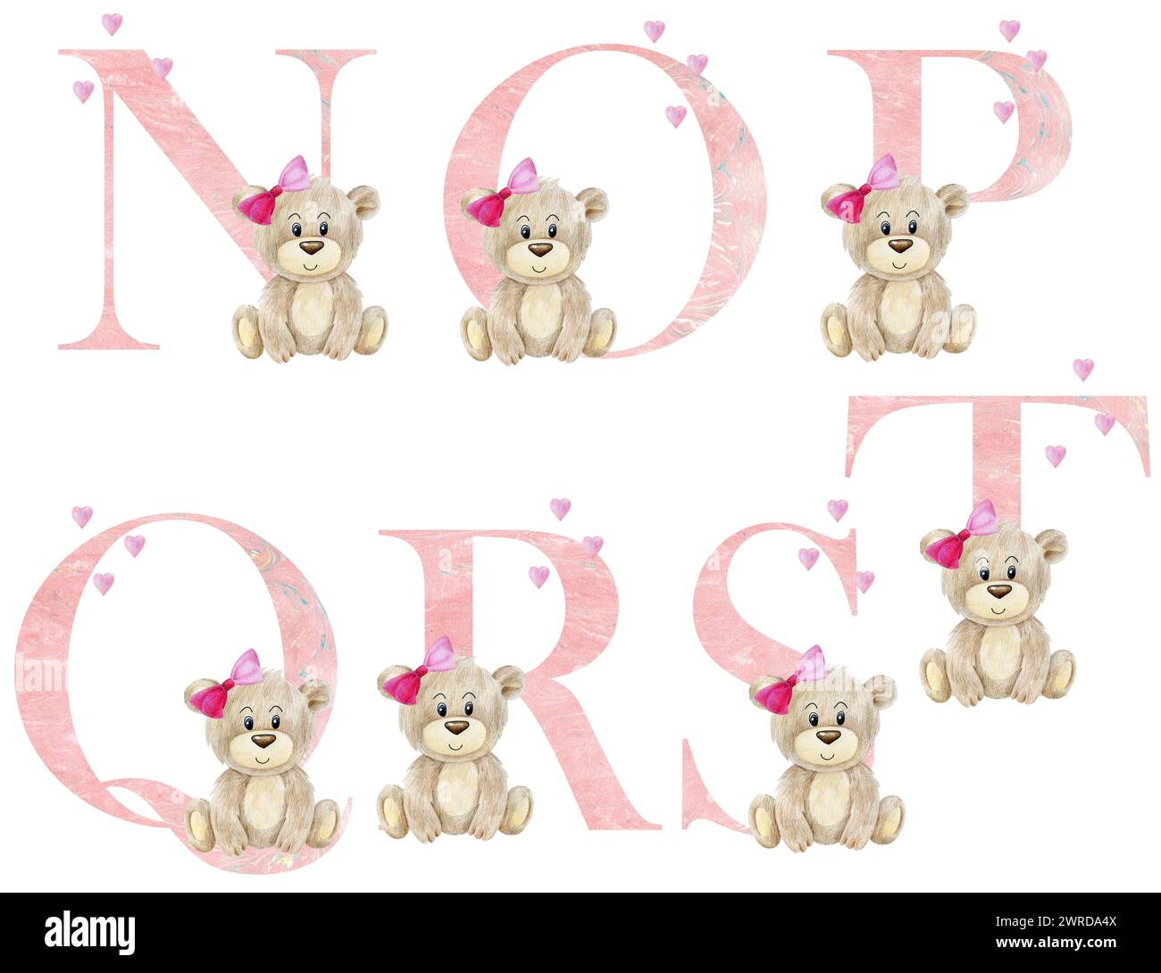 Watercolor baby letters Stock Photo - Alamy