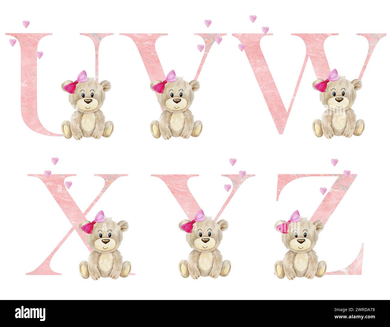 Watercolor baby letters Stock Photo - Alamy