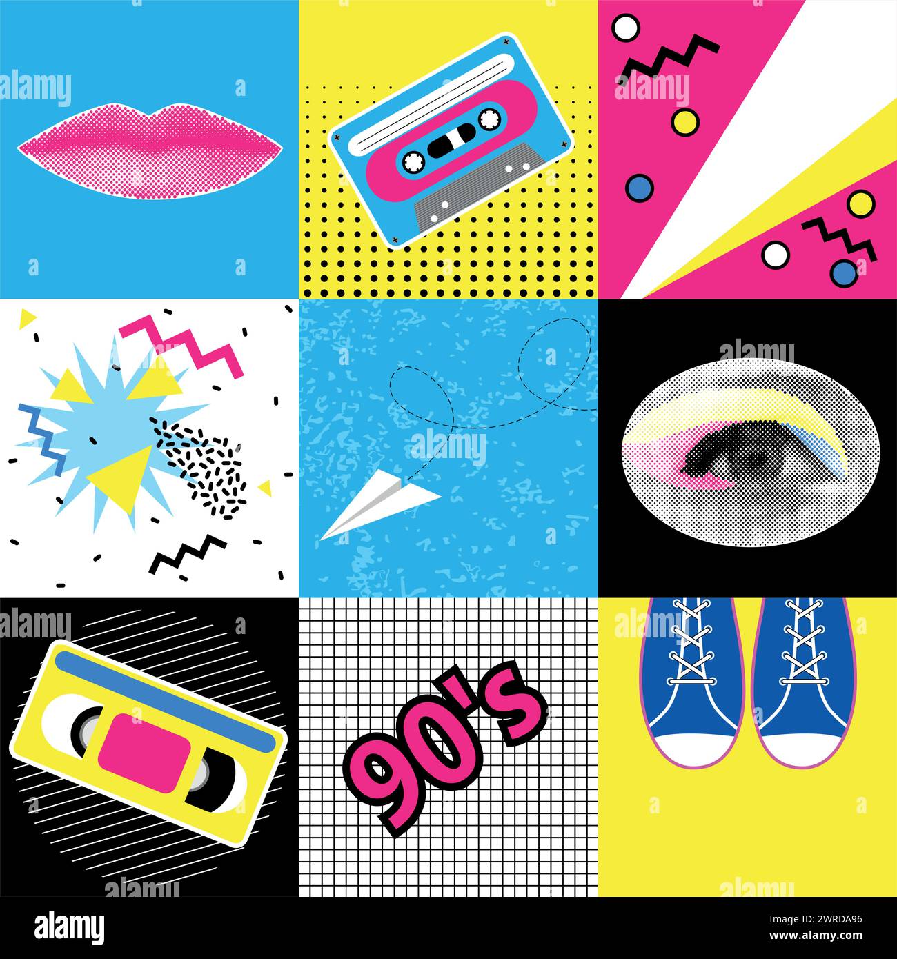 1980s 1990s vector vectors hi-res stock photography and images - Alamy