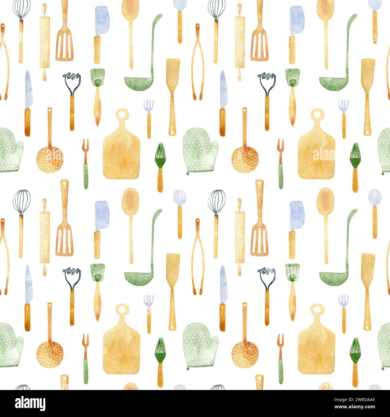 Watercolor kitchen utensils Stock Photo - Alamy