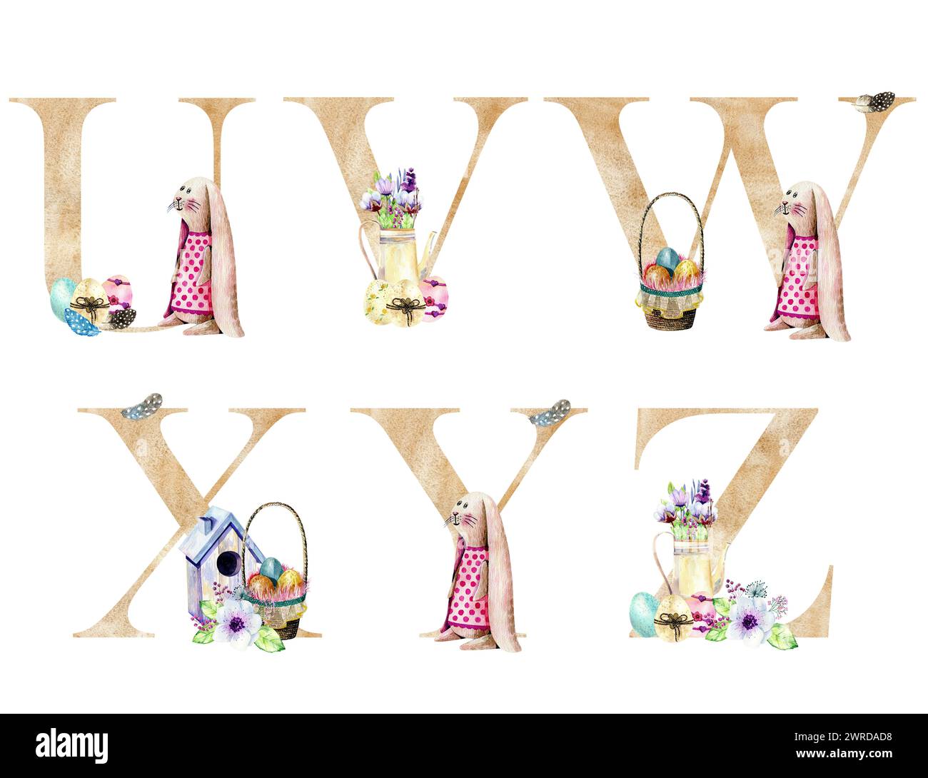 Watercolor easter alphabet Stock Photo - Alamy