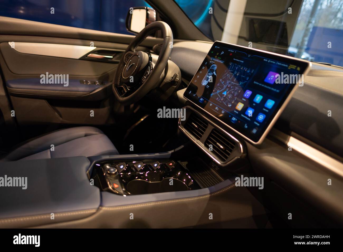 Interior new Vinfast electric car, crossover in showroom, trends EV in ...