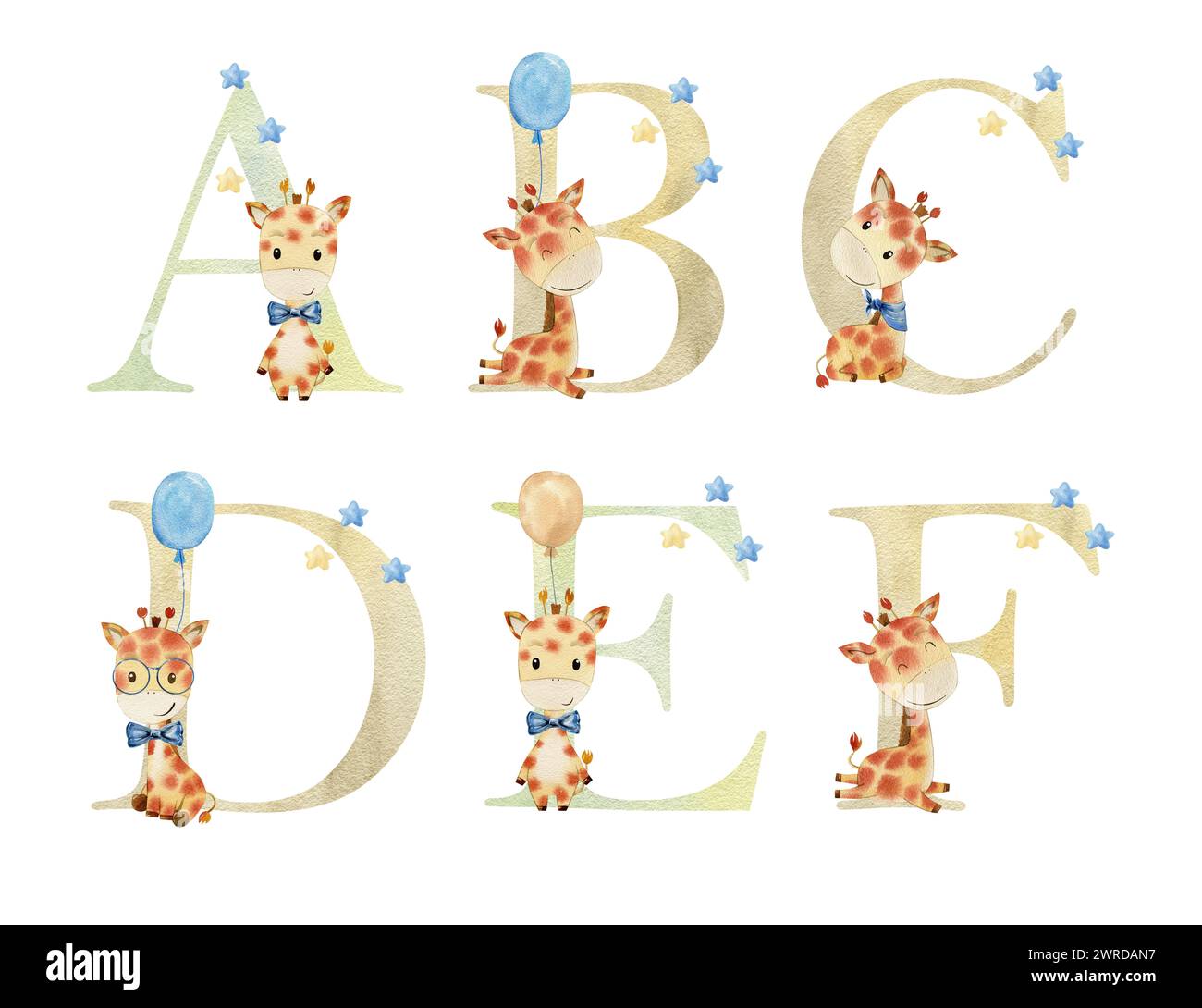 Watercolor animals letters Stock Photo - Alamy