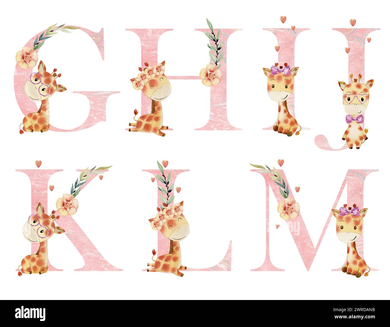 Watercolor animals letters Stock Photo - Alamy