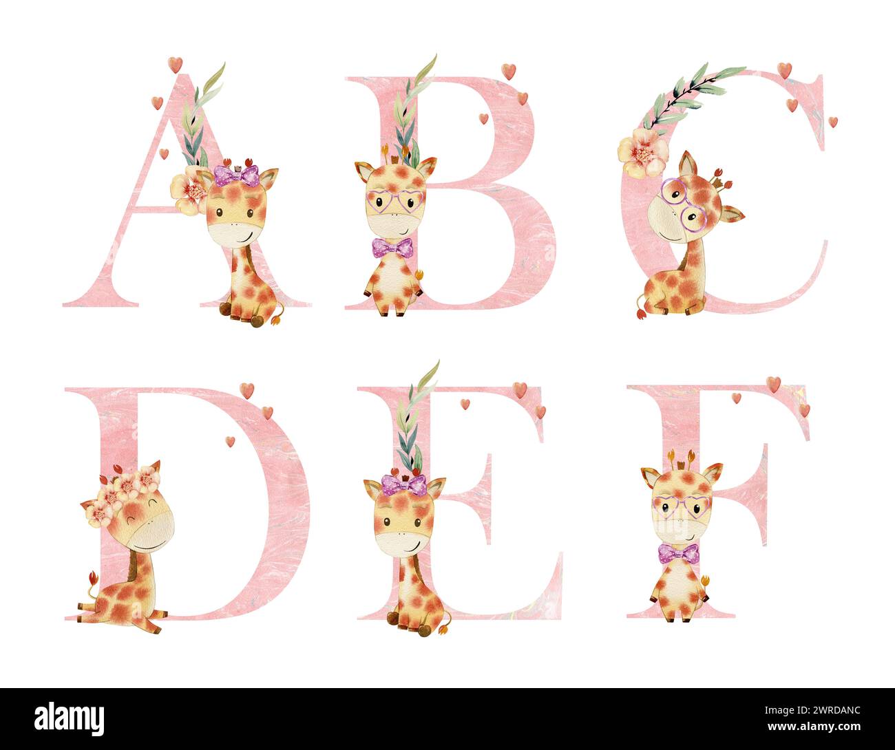 Watercolor animals letters Stock Photo - Alamy