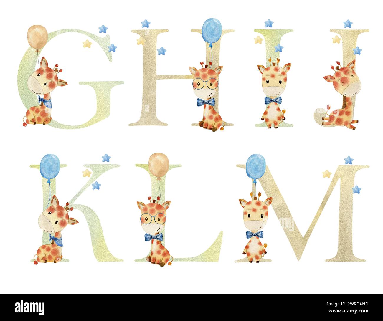 Watercolor animals letters Stock Photo - Alamy