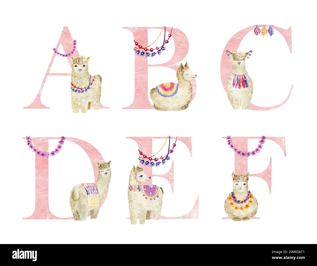 Watercolor animals letters Stock Photo - Alamy