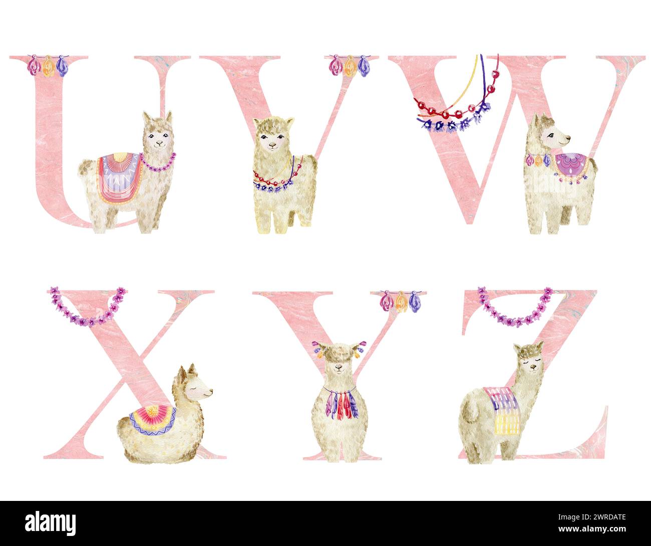 Watercolor animals letters Stock Photo - Alamy