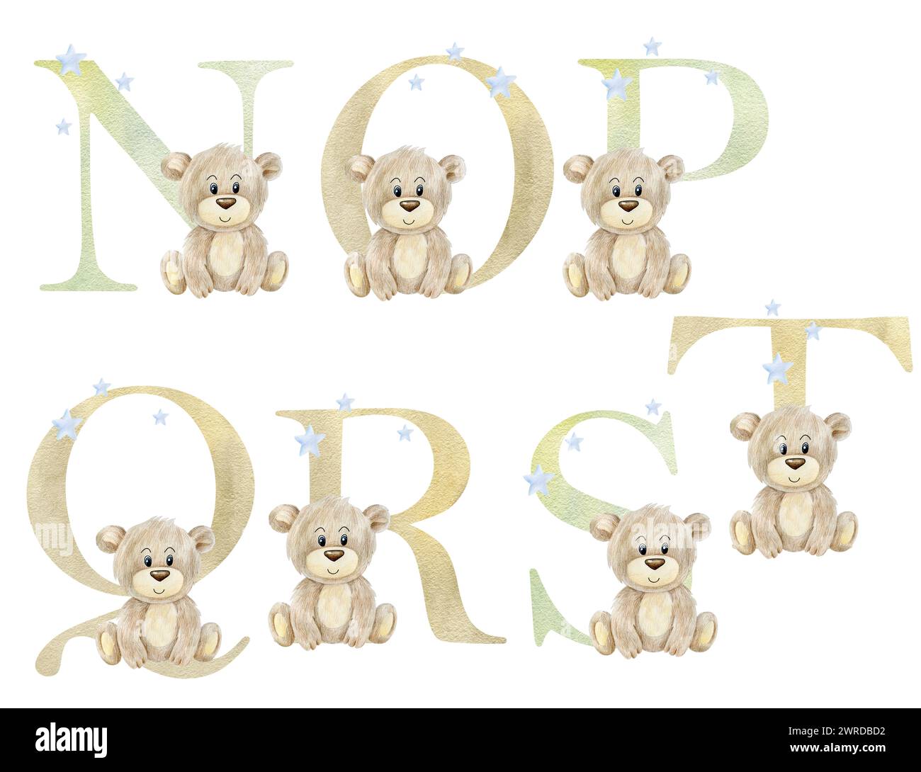 Watercolor baby letters Stock Photo - Alamy