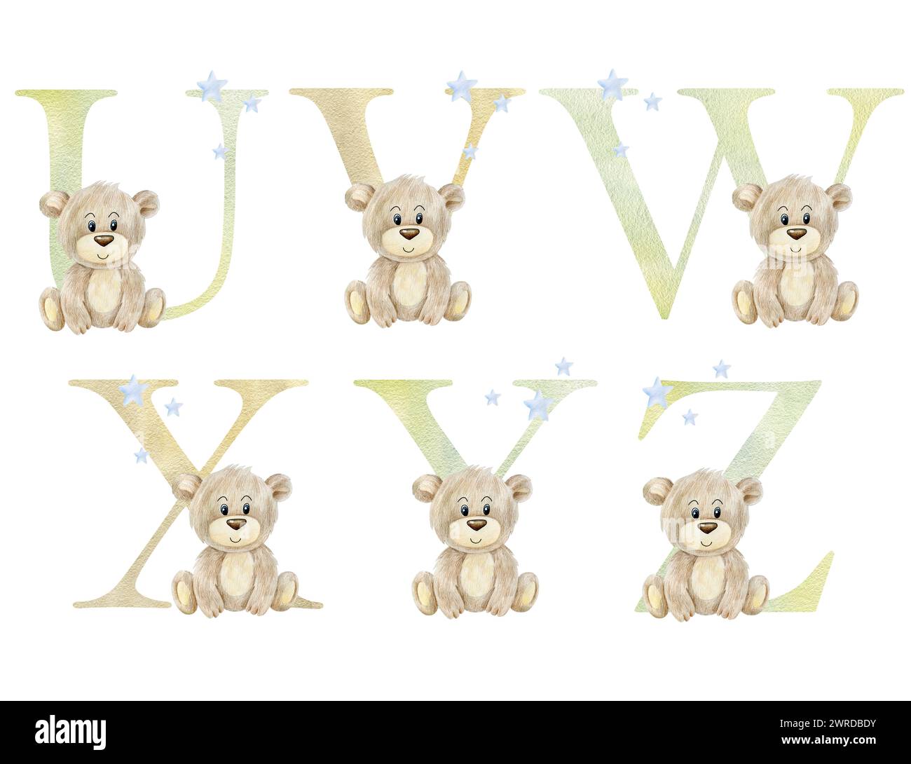 Watercolor baby letters Stock Photo - Alamy