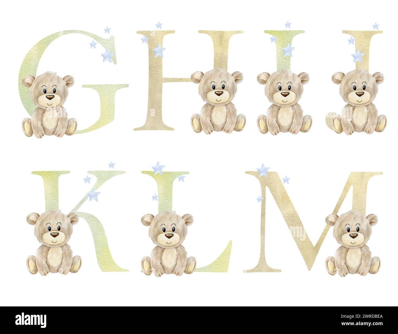 Watercolor baby letters Stock Photo - Alamy