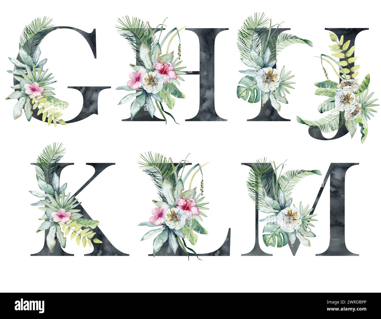 Black floral letters hi-res stock photography and images - Alamy