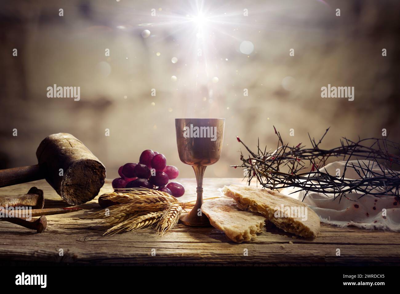 Last Supper Of Jesus With Passion Objects - Communion And Calvary ...