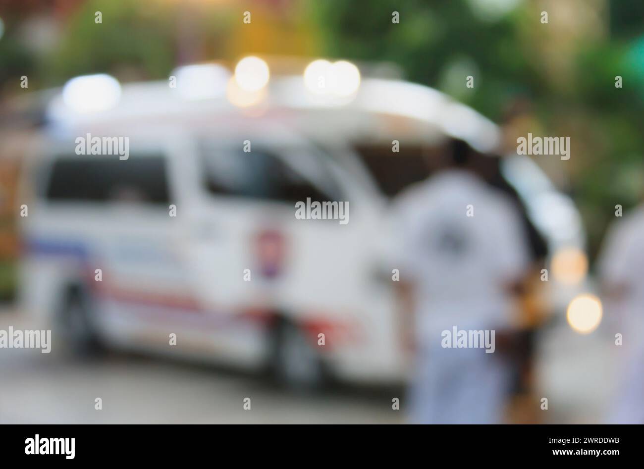 Ambulance responding to an emergency call blurred background Stock ...