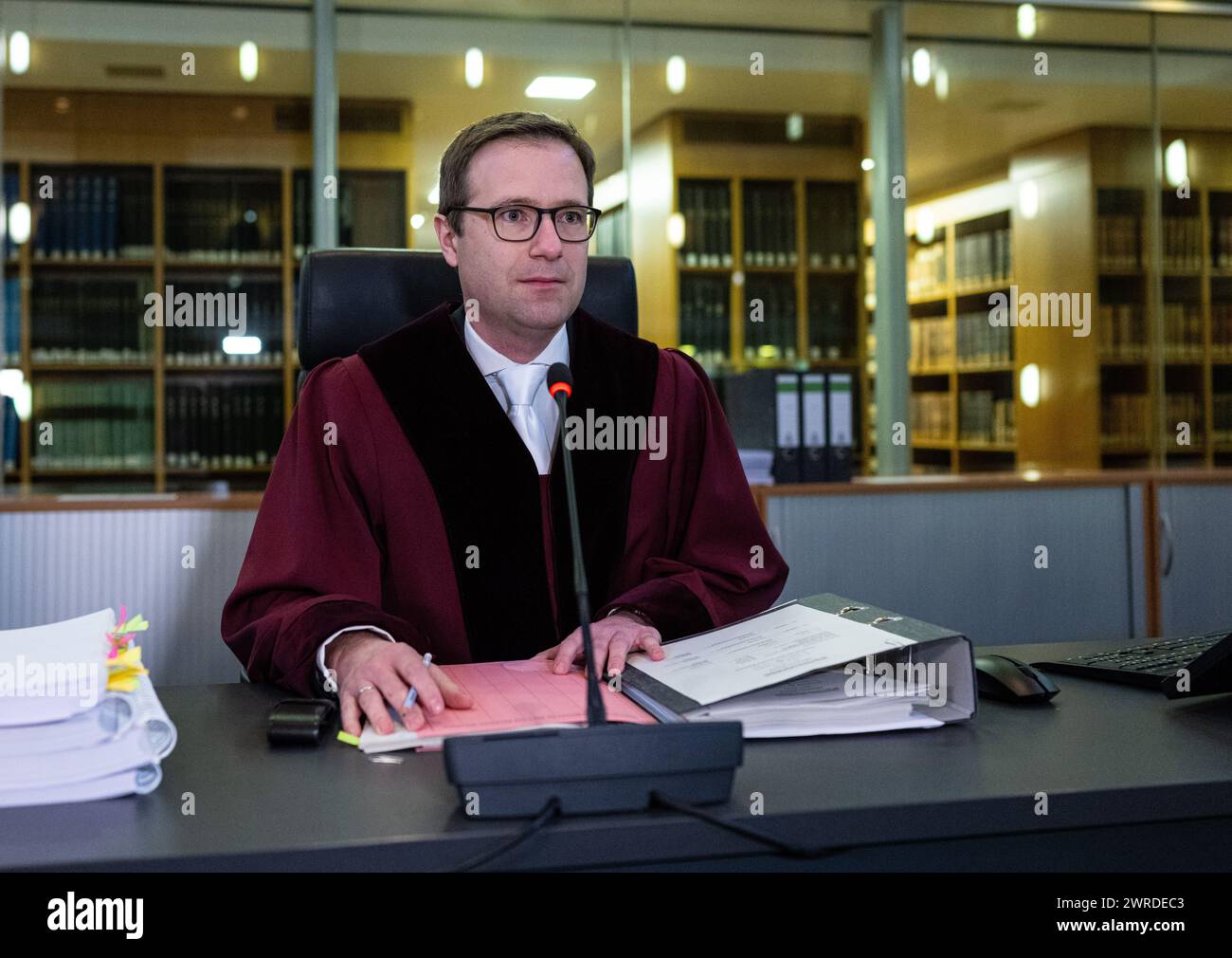 12 March 2024, North Rhine-Westphalia, Münster: The presiding judge at ...