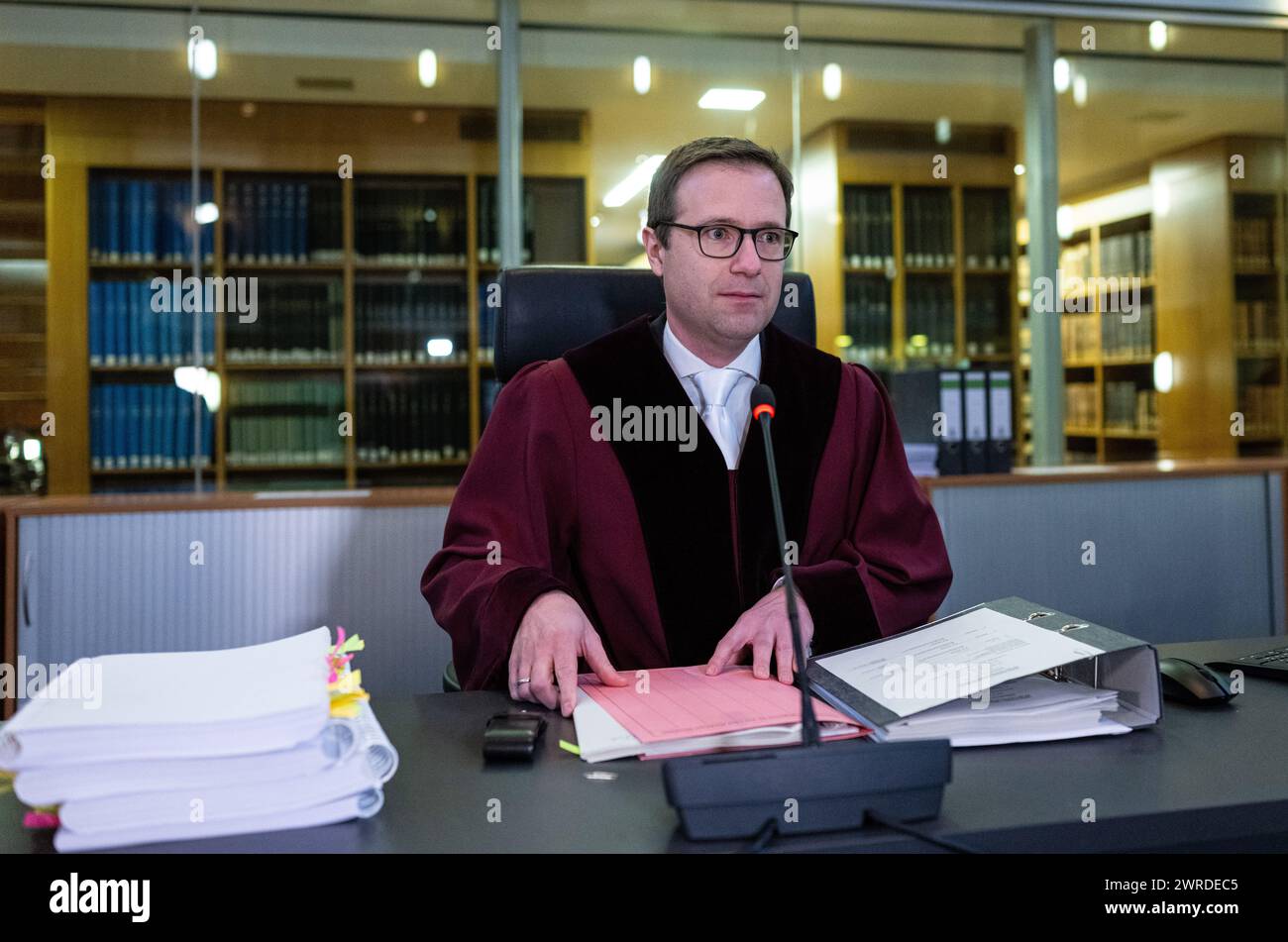 12 March 2024, North Rhine-Westphalia, Münster: The presiding judge at ...