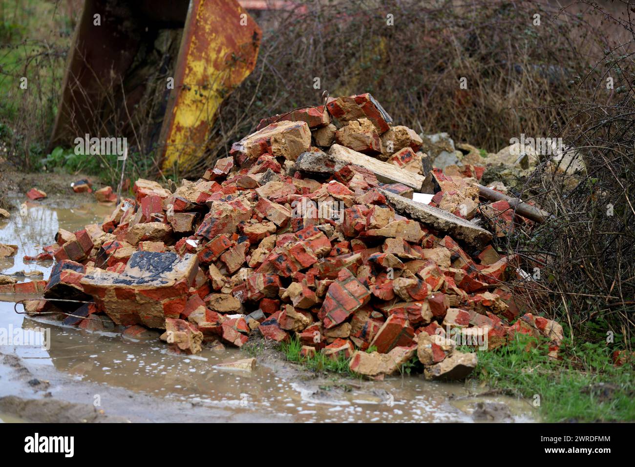 Large stack of bricks piled up in a heap in East Sussex, UK Stock Photo ...