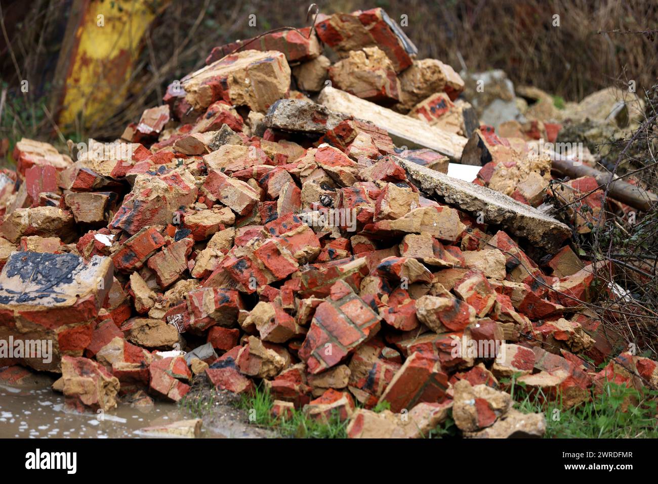 Large stack of bricks piled up in a heap in East Sussex, UK Stock Photo ...