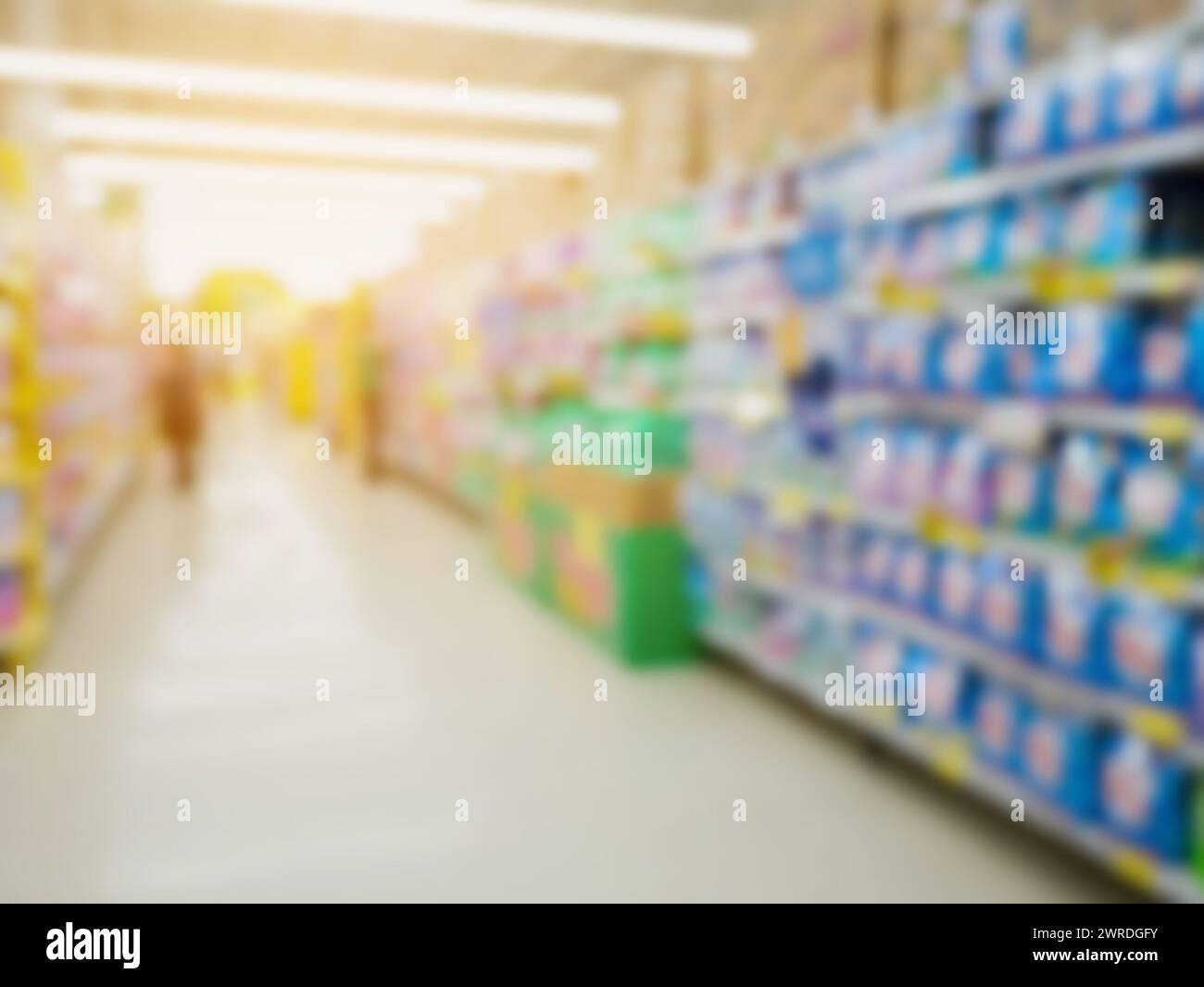 detergent shelves in laundry section in supermarket or grocery store blurred background Stock ...