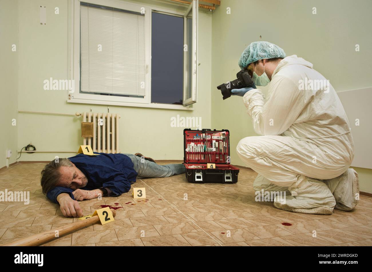 Crime scene investigation - photographing of place of crime Stock Photo ...
