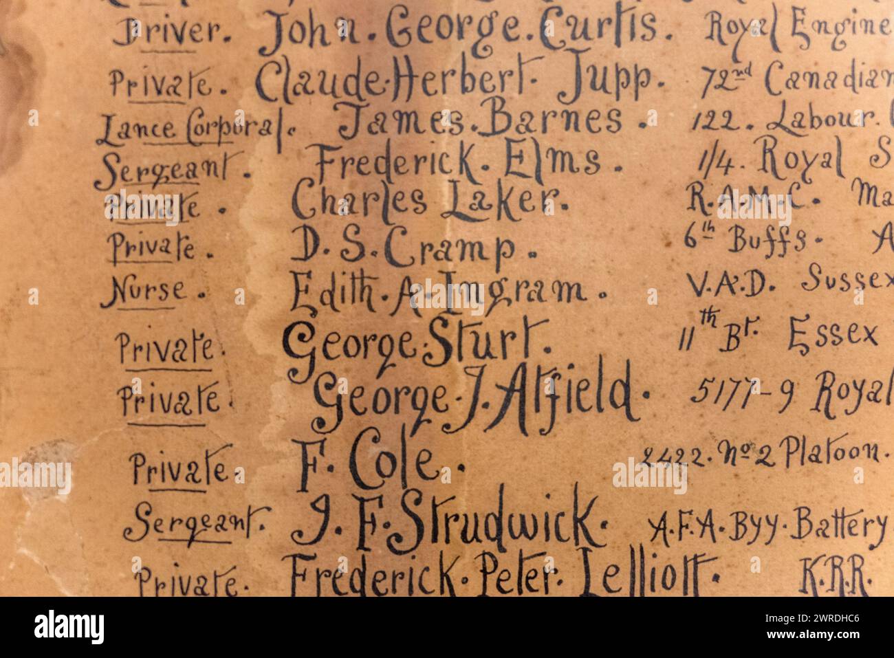 Storrington, March 6th 2024: The Roll of Honour, including the name of ...