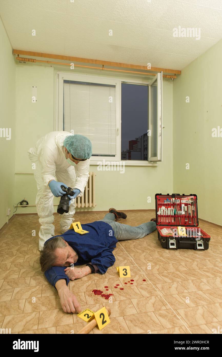 Crime scene investigation - photographing of place of crime Stock Photo ...