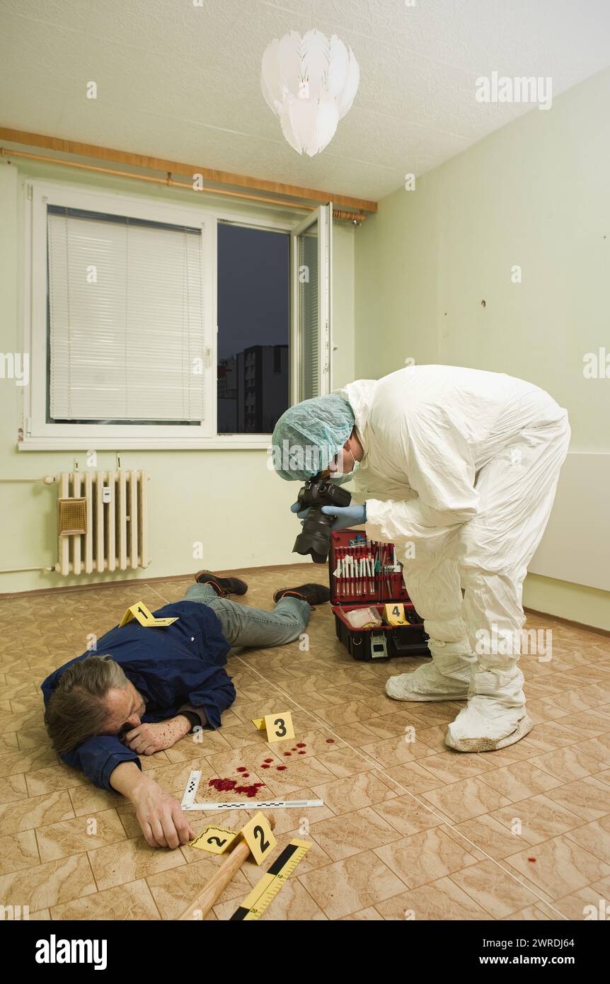 Crime scene investigation - photographing of place of crime Stock Photo ...