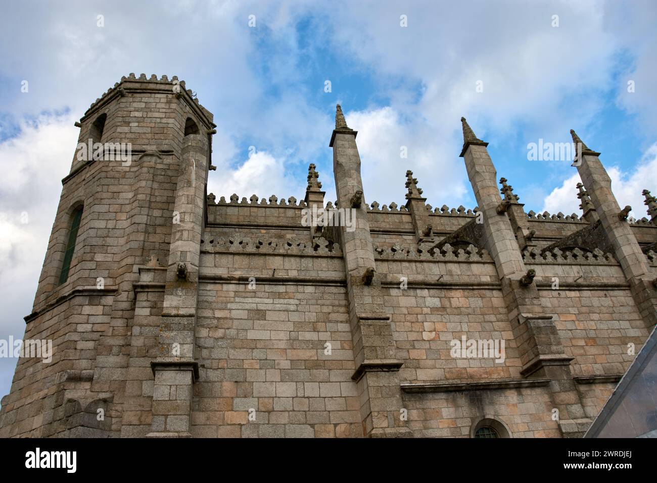 Detail of the Guarda Cathedral in Portugal, Gothic style with Manueline ...