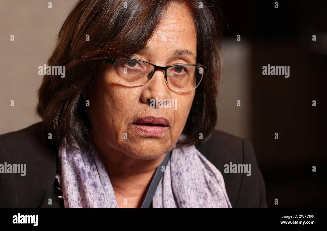 Marshall Islands President Hilda Heine speaks during an interview in ...