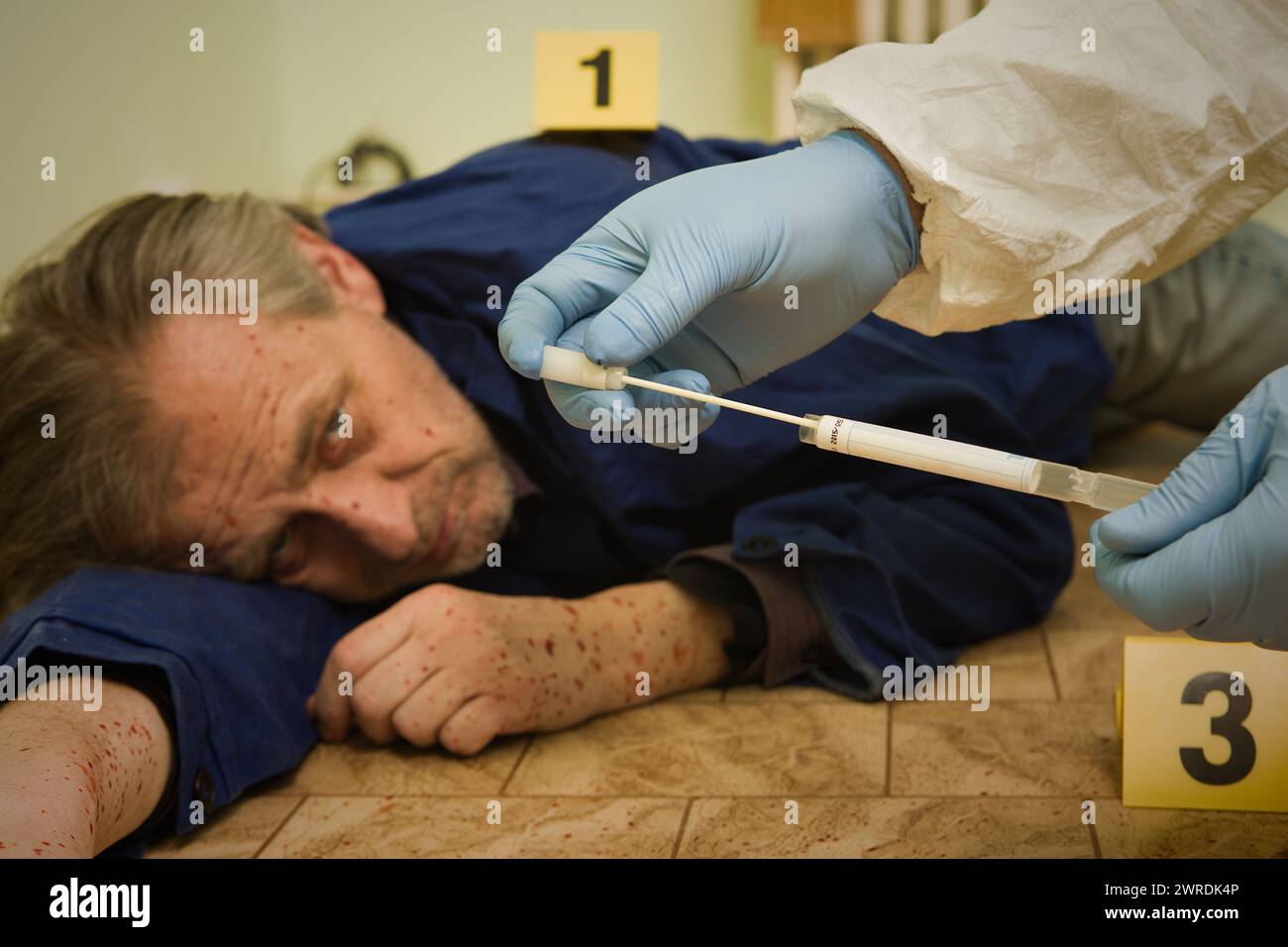 Crime scene investigation - collecting of blood samples for laboratory ...