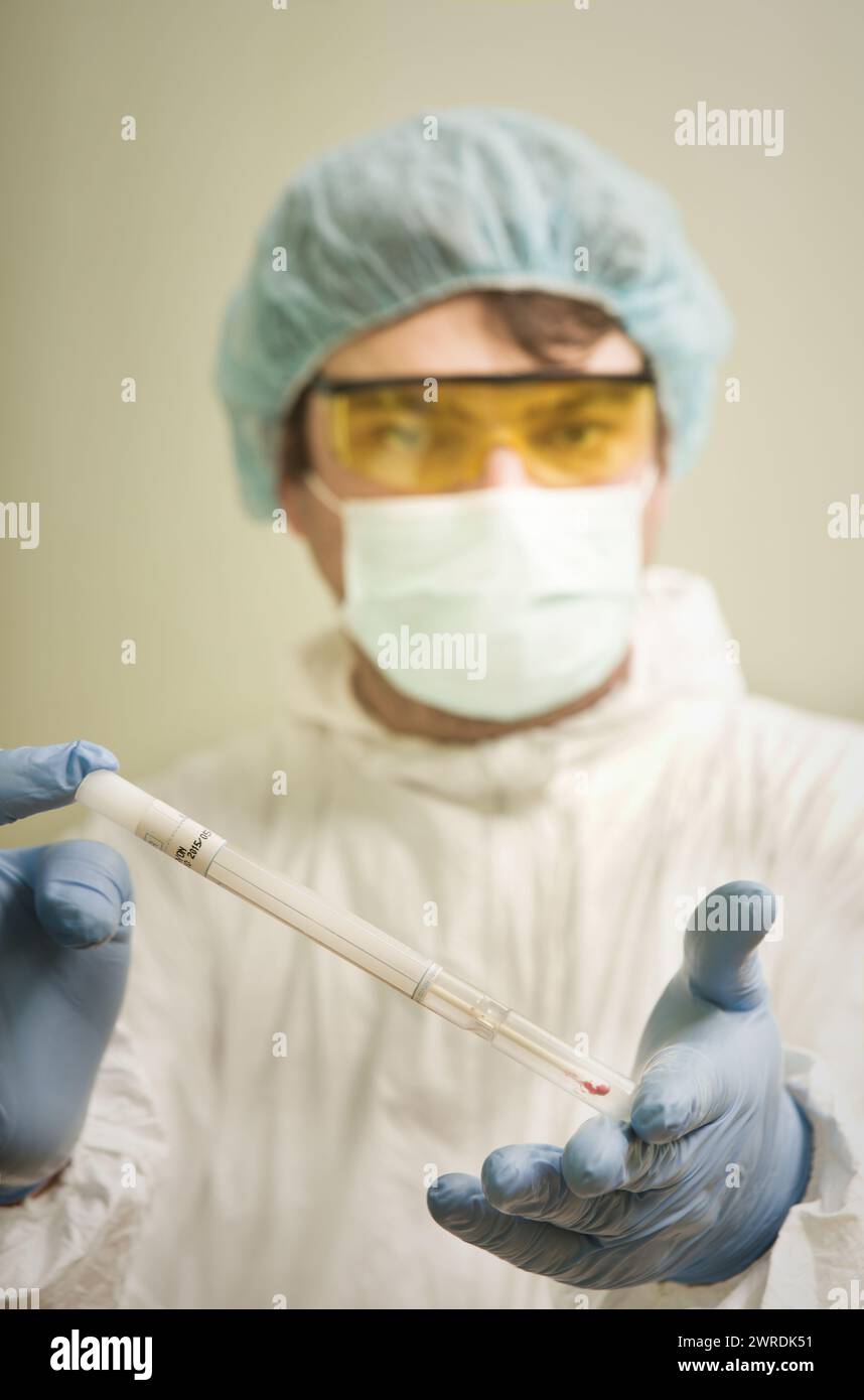 Crime scene investigation - collecting of blood samples for laboratory ...