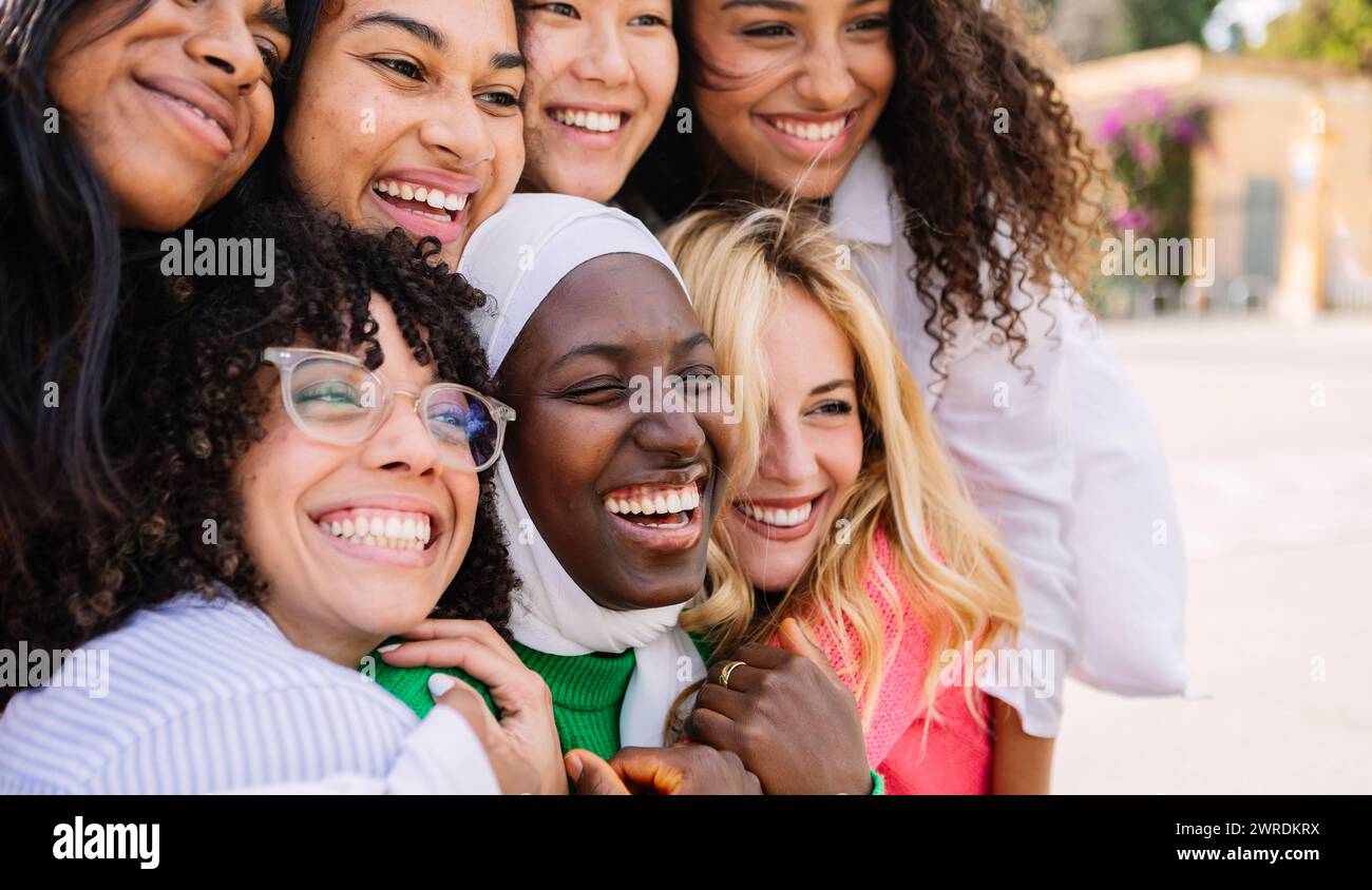 Diverse group of women having fun together outdoors Stock Photo - Alamy