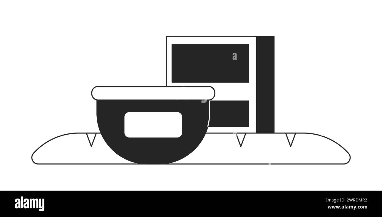 Checkout Grocery Black And White 2d Line Cartoon Object Stock Vector