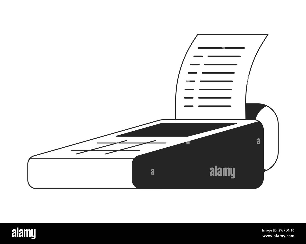 Pos terminal with receipt black and white 2D line cartoon object Stock ...