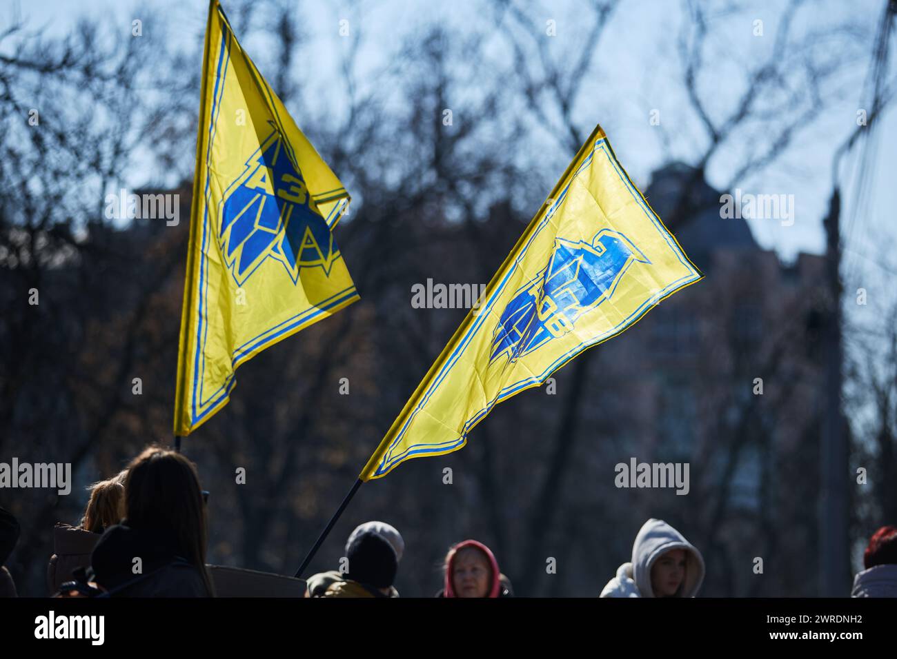 Flags of Azov brigade, the defenders of Mariupol city and Azovstal, on ...