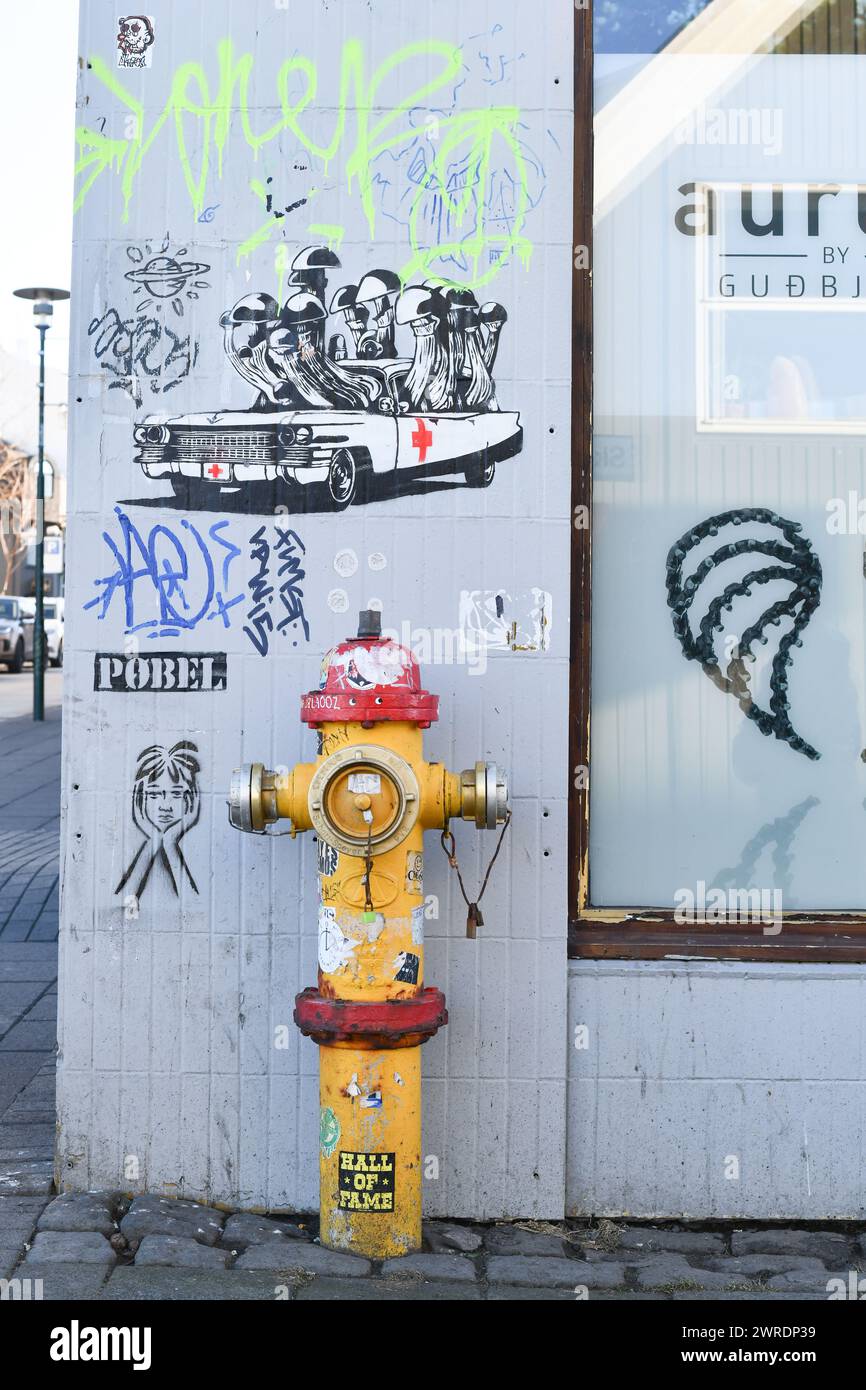 Photography of street art also known as graffiti in Reykjavik, Iceland ...