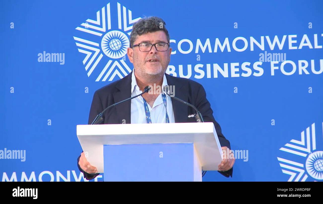 Screen grab taken from the CHOGM 2022 YouTube channel of Frank Hester ...