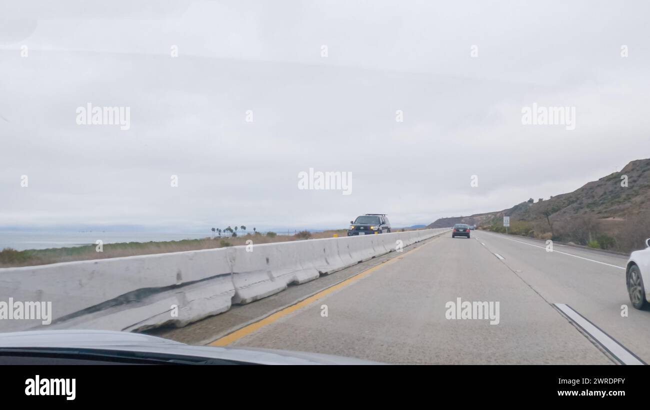 Gloomy Winter Drive by Rincon Beach, Highway 101 Stock Photo - Alamy
